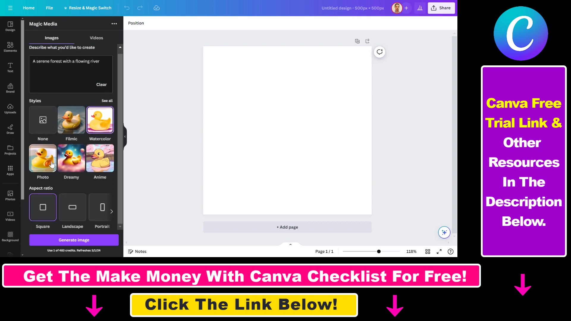 Generate AI Art for Free with Canva Magic Media: Tutorial