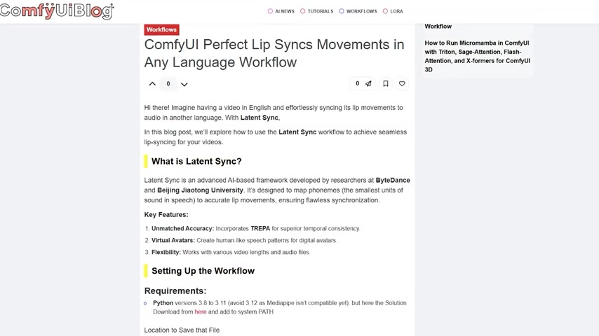 ComfyUI LatentSync：完美同步唇形與音訊工作流程