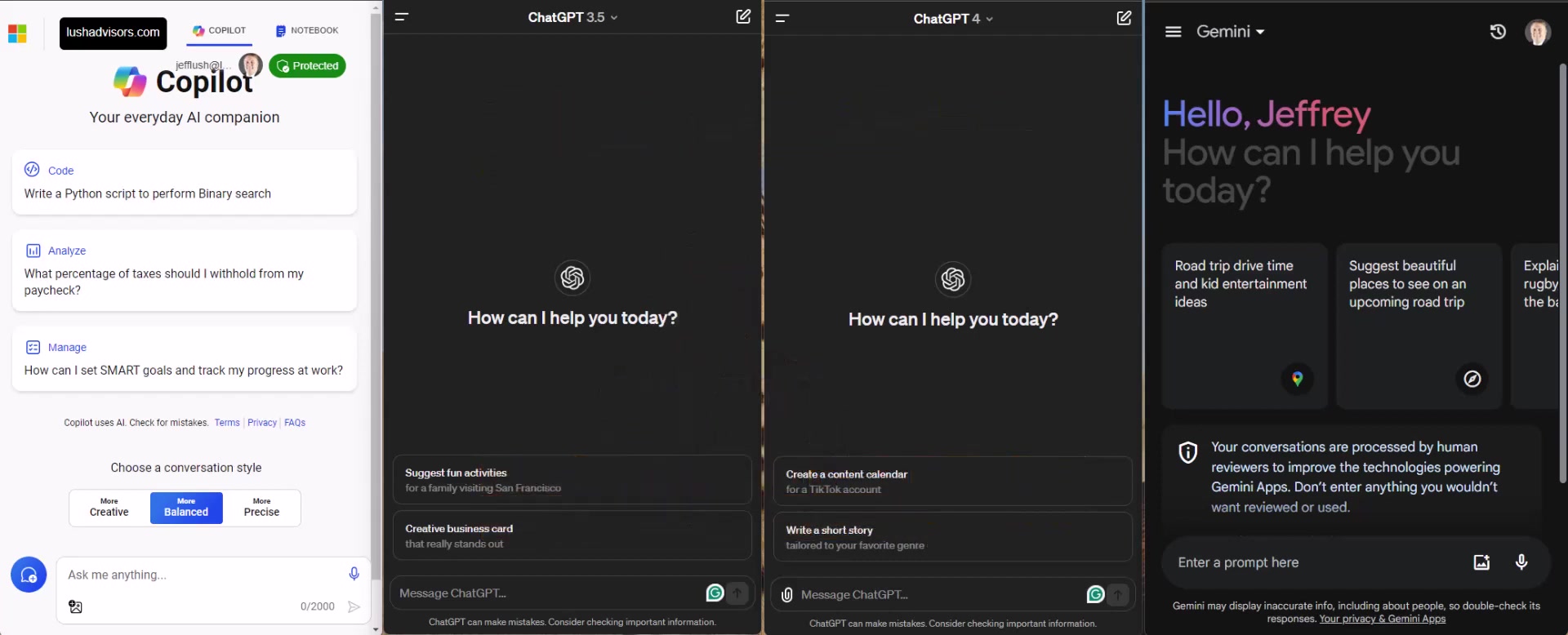 Generative AI Data Summarization: Copilot, ChatGPT, and Gemini Compared
