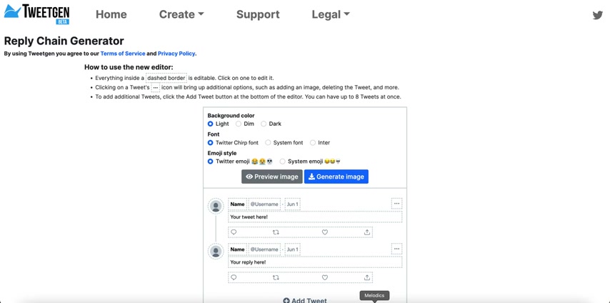 Tweetgen: Create Realistic Twitter Reply Chain Images Easily
