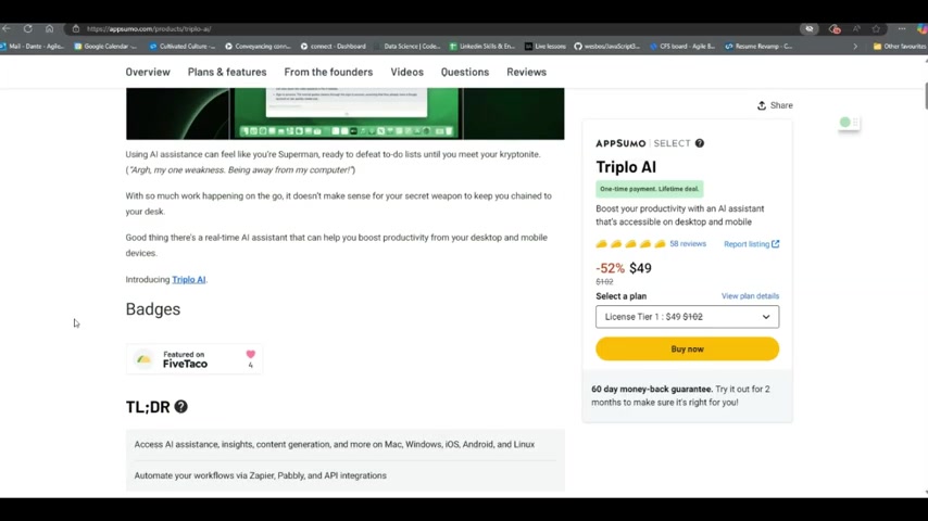 Triplo AI：終身協議、功能與AI助手終極指南