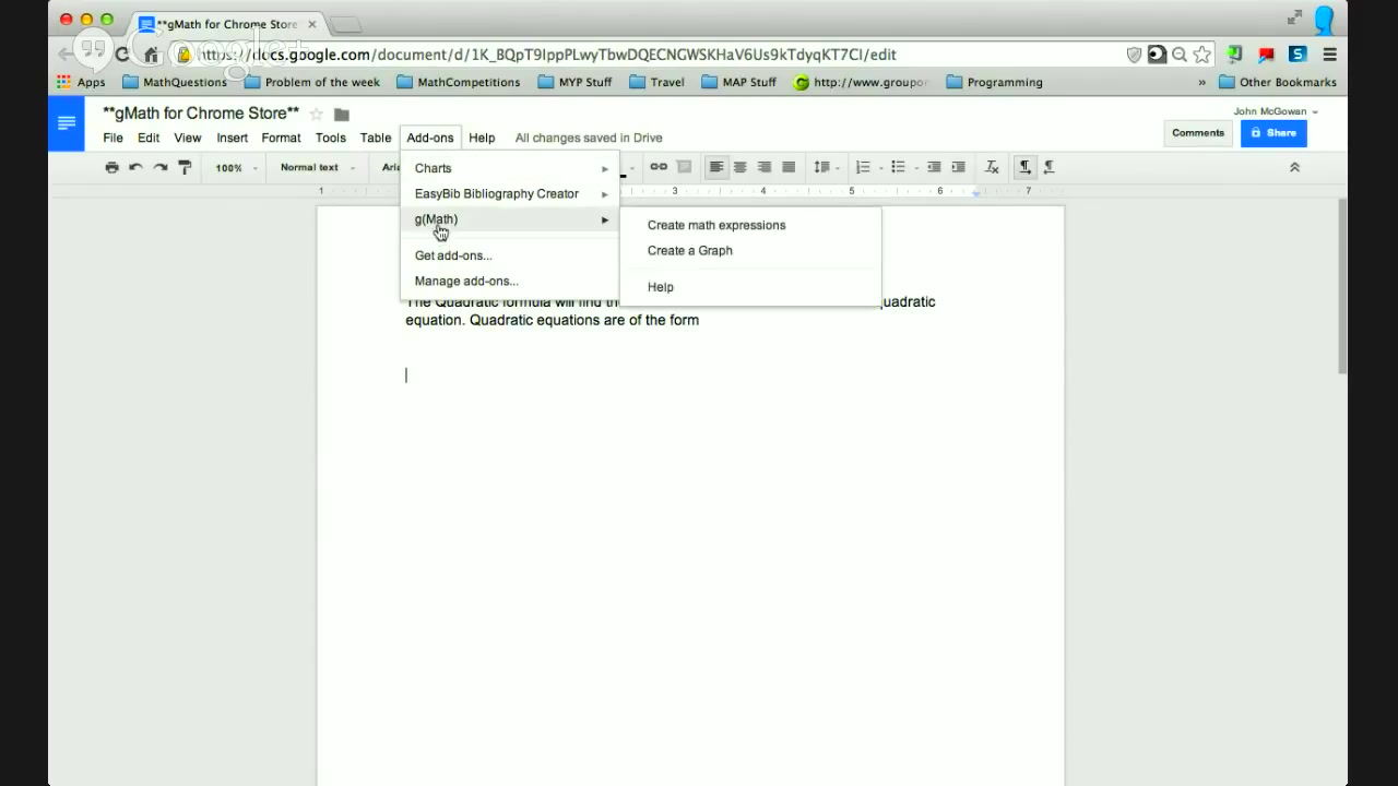 Enhance Google Docs with gMath: Create Equations and Graphs