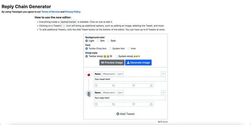 Tweetgen: Create Realistic Twitter Reply Chain Images Easily