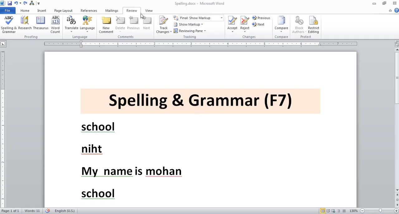 Corrección de Ortografía y Gramática en Microsoft Word