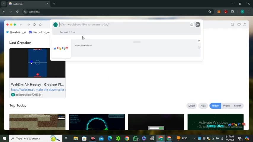 Websim AI: Create Games and Apps with Just a Few Prompts