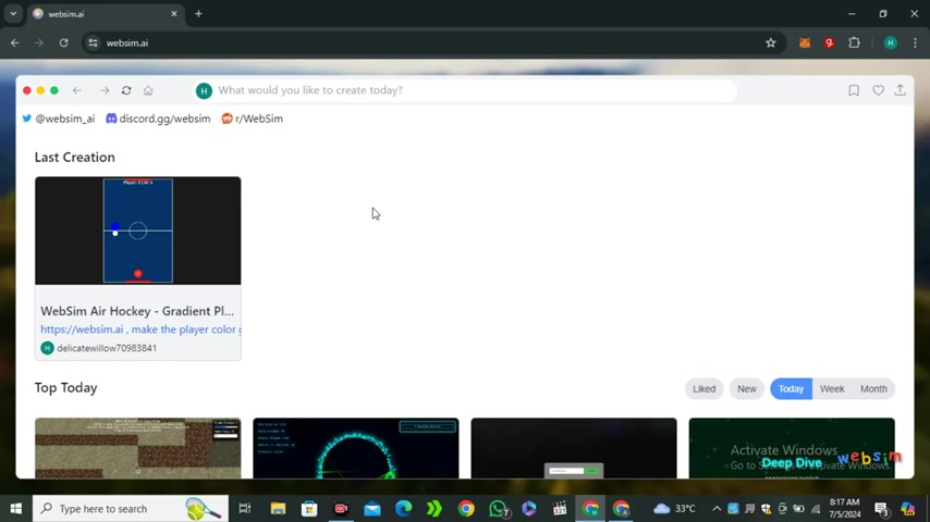 Websim AI: Create Games and Apps with Just a Few Prompts